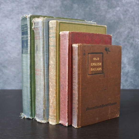 Vintage | Accents | Antique Shabby Hardcover Old Book Stack Decor Set ...